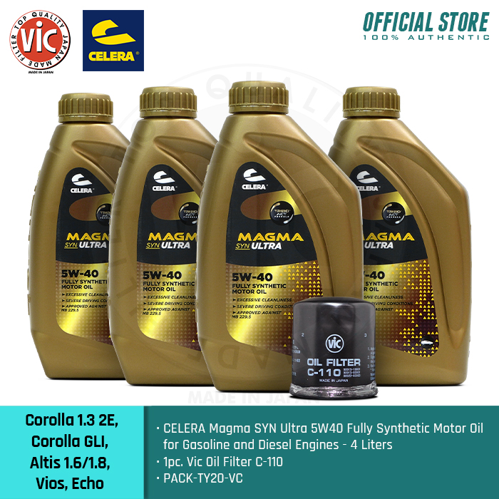 CELERA Magma SYN Ultra 5W40 Fully Synthetic Motor Oil JM04009 + VIC Oil ...
