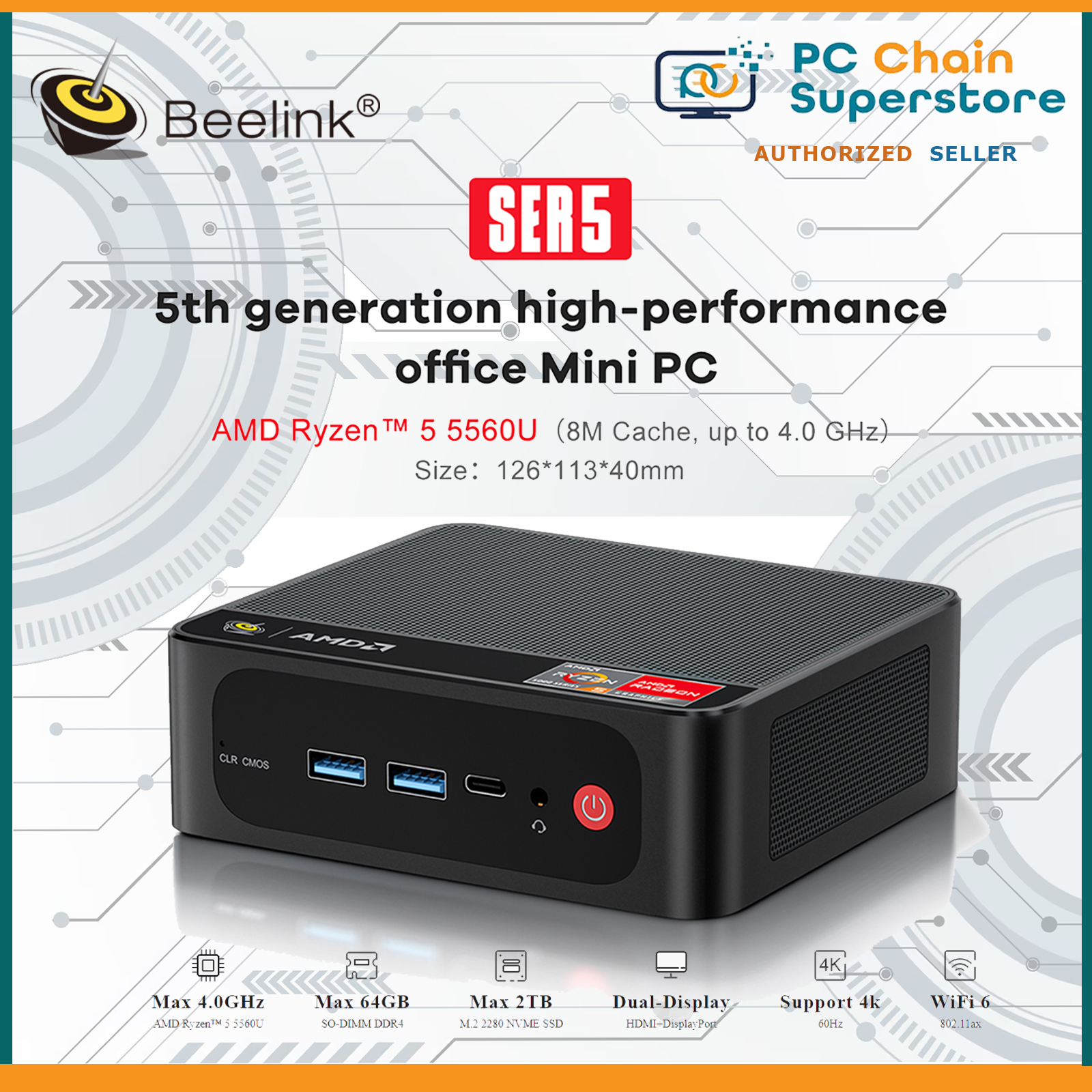 Beelink SER 5 High Performance Mini PC - AMD Ryzen 5 5560U / 8GB or ...