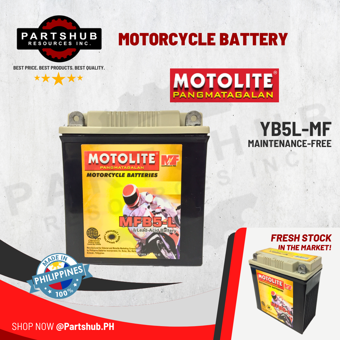 MOTOLITE MOTORCYCLE BATTERY YB5L-MF MAINTENANCE-FREE (NMax,Aerox,Click ...