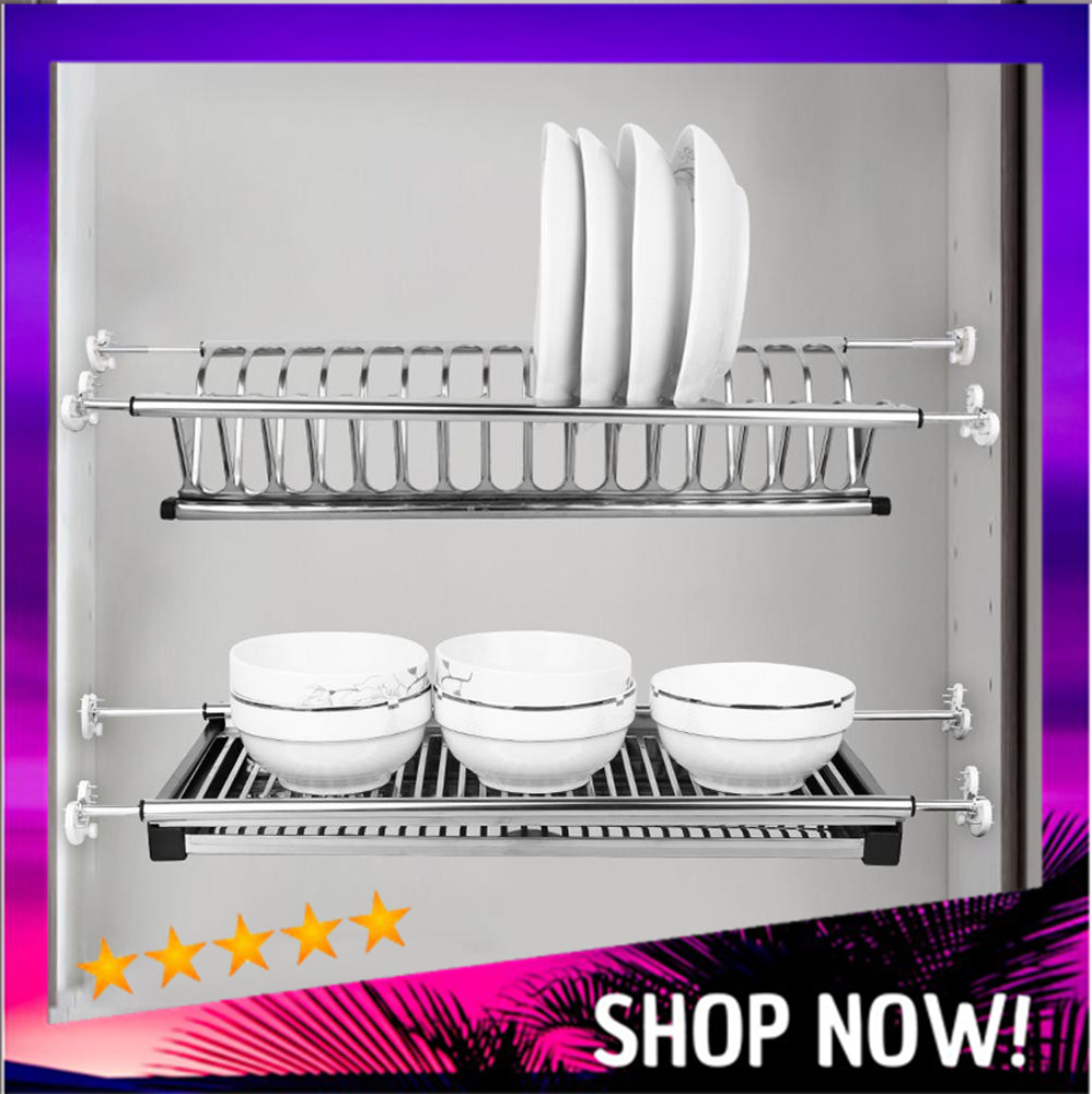 【COD】2-Tier Stainless Steel Folding Dish Rack Drying Dryer Shelf Plate ...