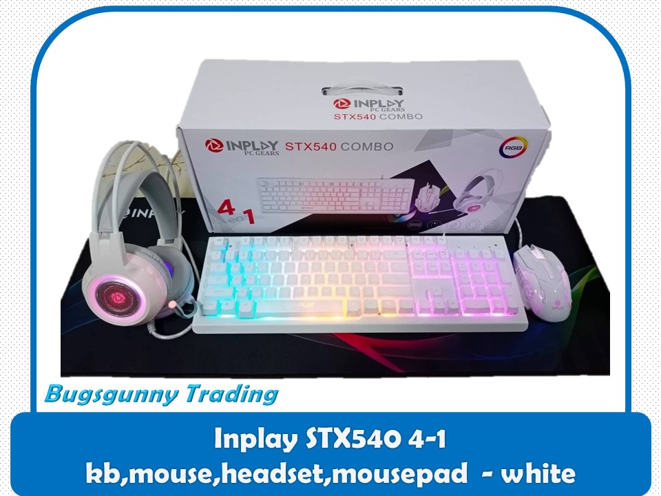 Inplay STX540 4-1 kb,mouse,headset,mousepad - white | Lazada PH
