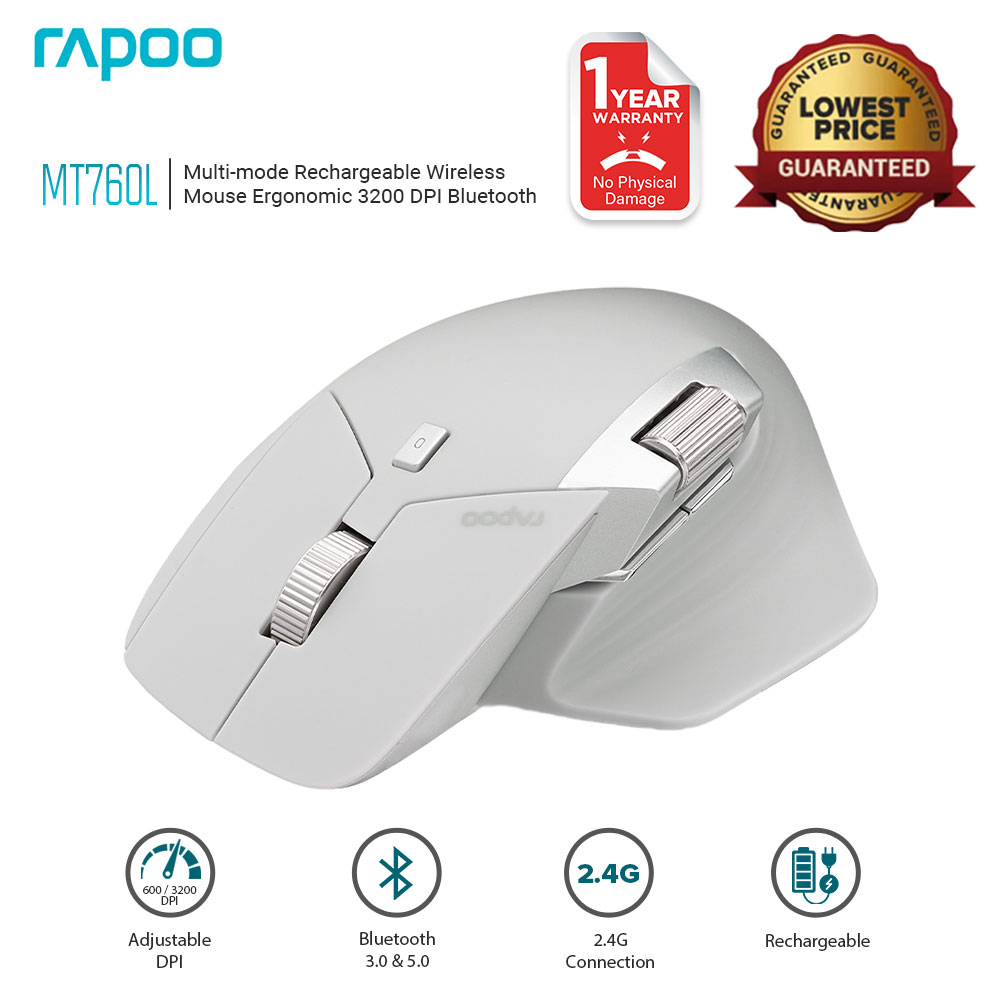 Rapoo MT760L Wireless Mouse Rechargeable Multi-mode Easy-Switch between ...