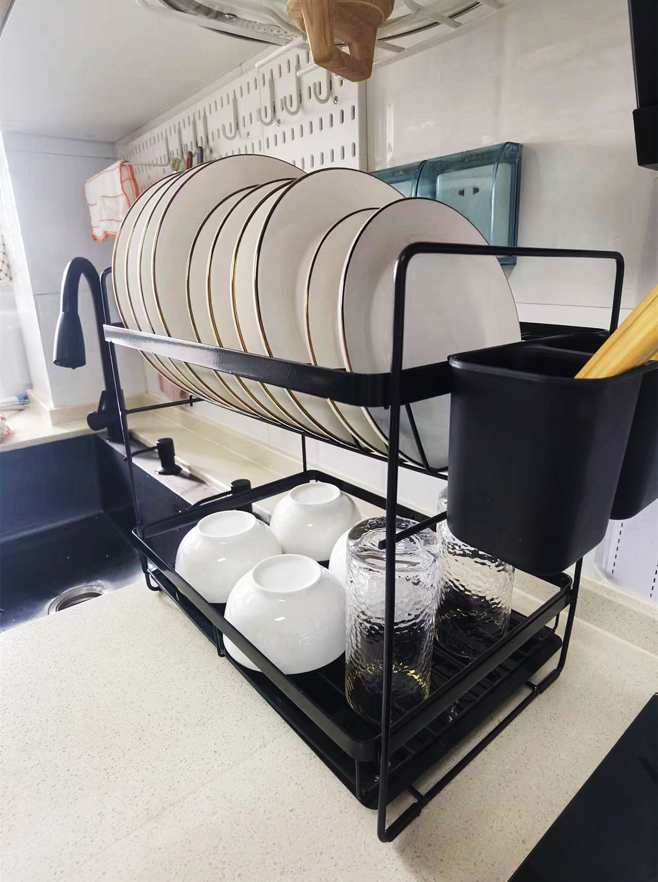 Kitchen double-deck leaching bowl rack removable for collection | Lazada PH