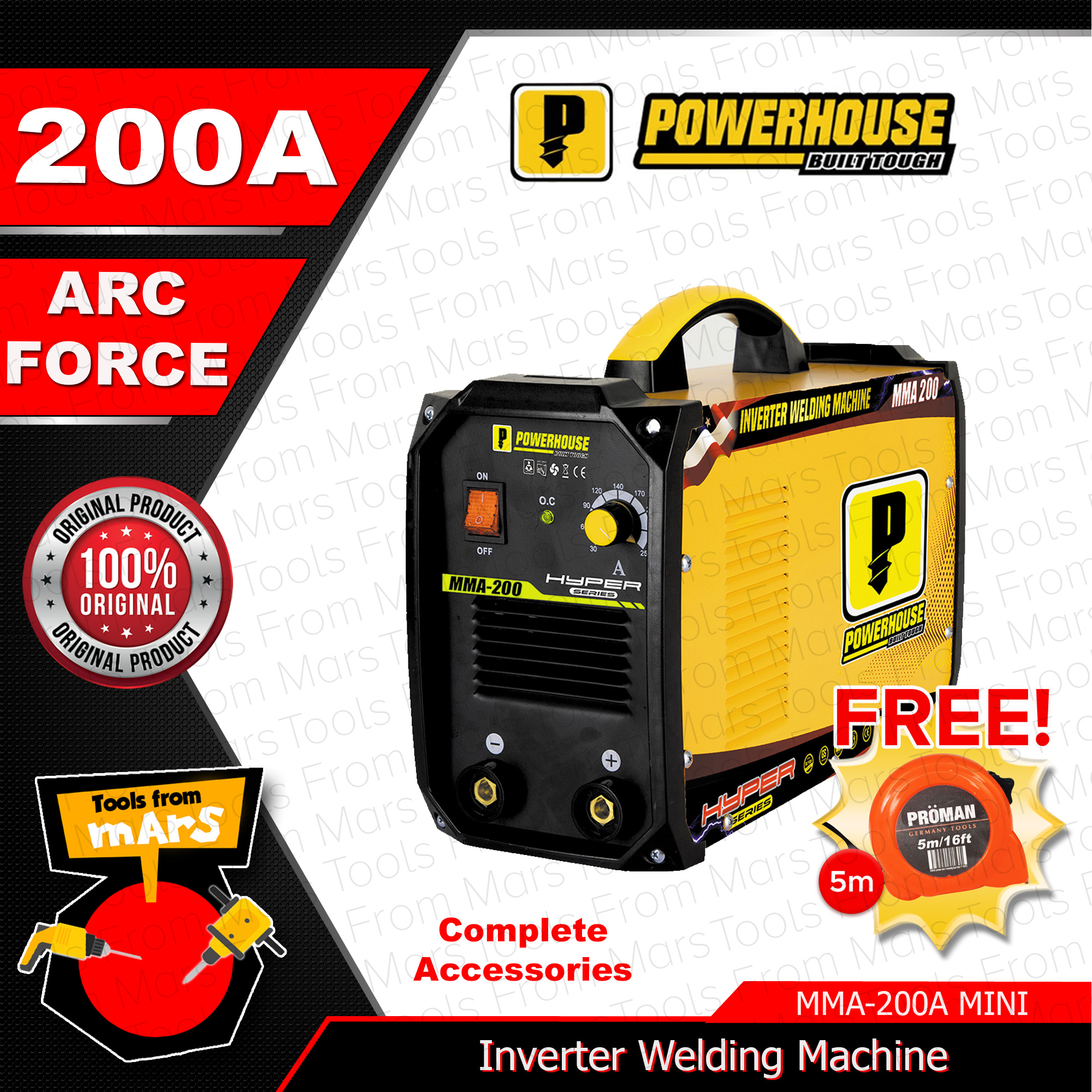 POWERHOUSE Welding Machine Inverter HYPER SERIES MMA-200 A Mini DC Pure ...