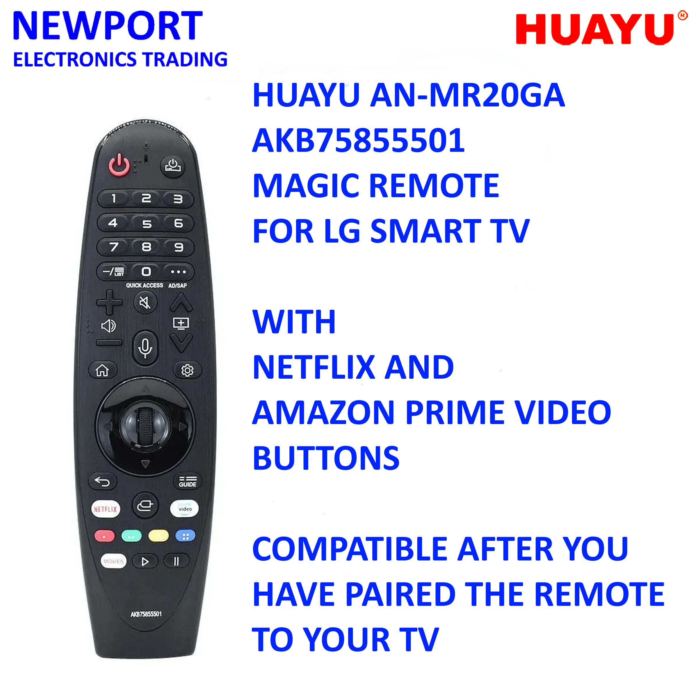 HUAYU AN-MR20GA AKB75855501 MAGIC REMOTE CONTROL FOR LG SMART TVS ...