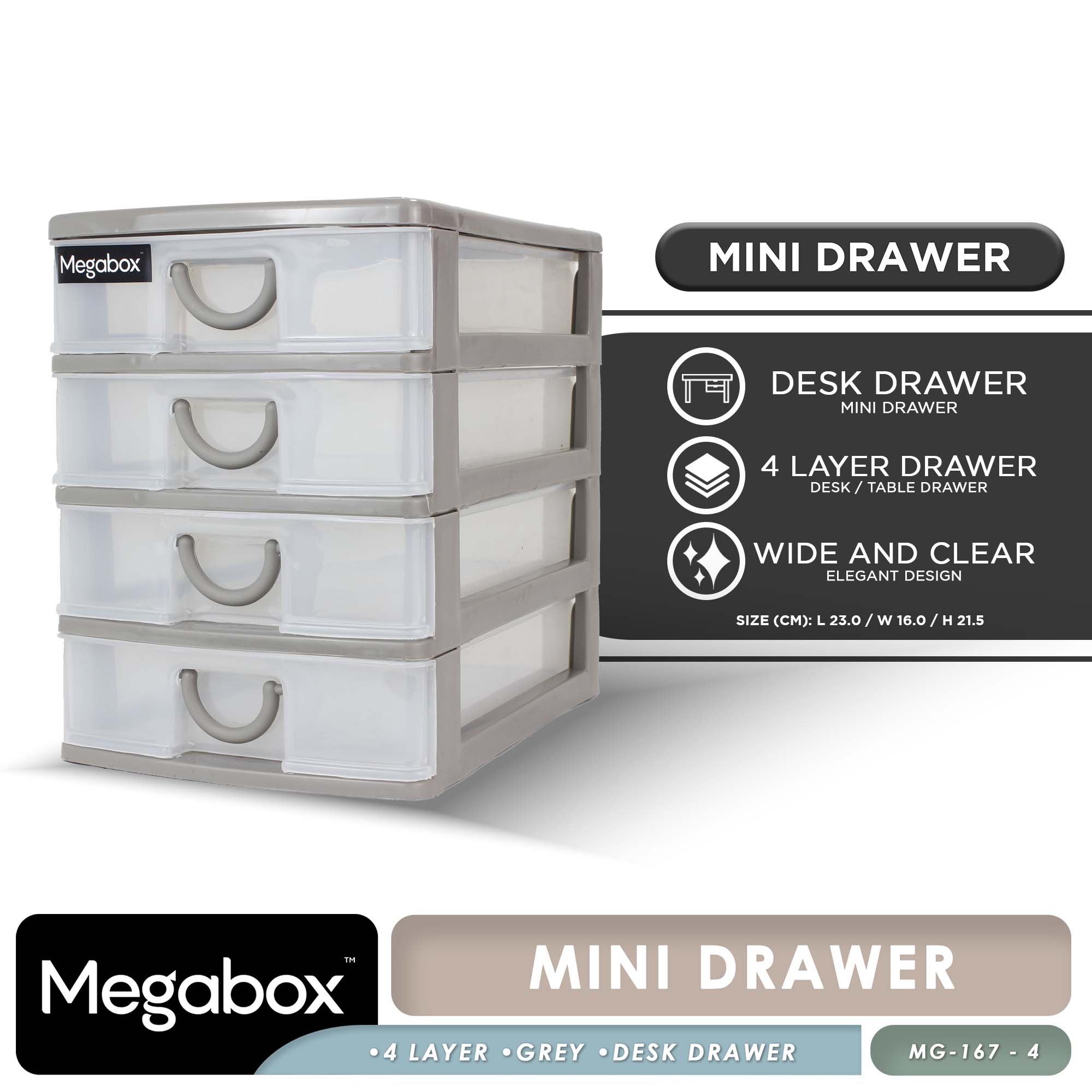 MEGABOX Drawer 2Layers/4Layers/5 Layers (WHITE, GRAY) | Lazada PH