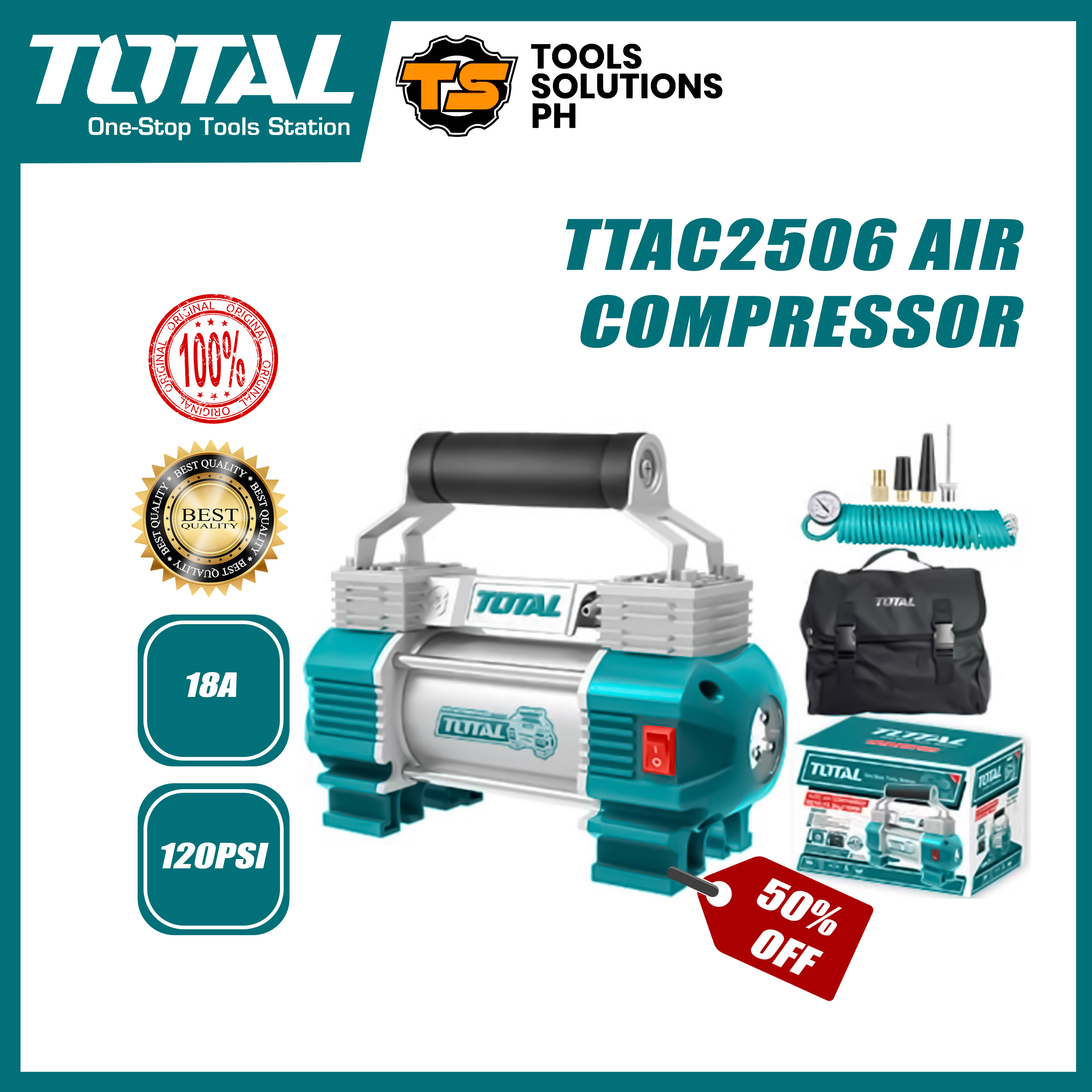 TOTAL TTAC2506 AUTO AIR COMPRESSOR | Lazada PH