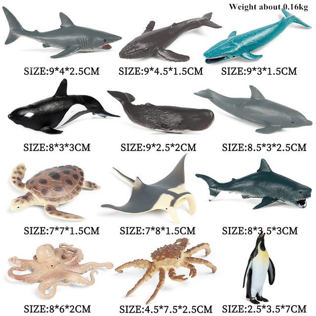 Oenux Marine Sea Life Megalodon Big Shark Fish Crab Lobster Action ...