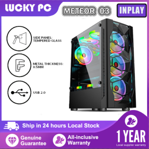 PC Case with Fan Desktop Computer Set Matx ATX Gaming Tempered Glass ...