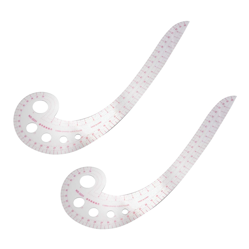 2pcs 11.8 inch Long Comma Shaped Plastic Transparent French Curve Ruler ...