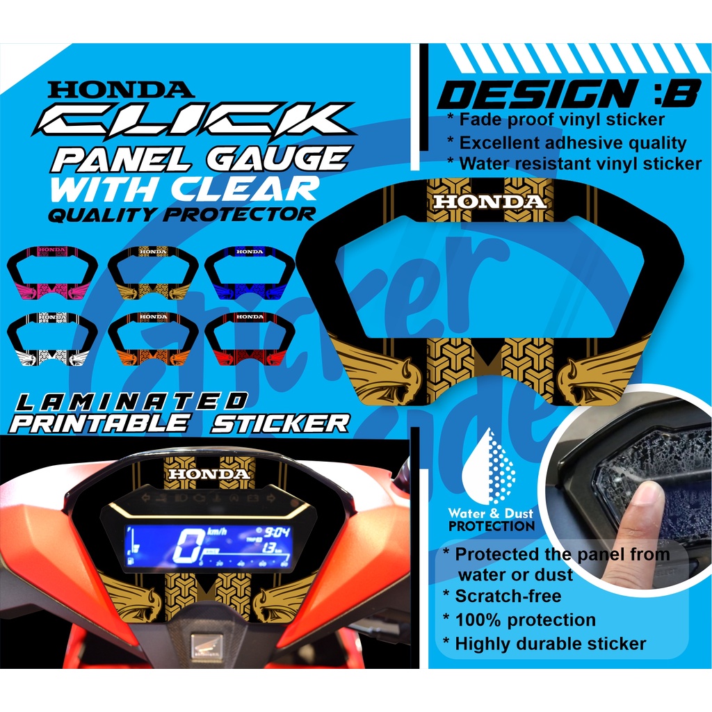 ♘PANEL GAUGE PROTECTOR PRINTED DECALS STICKER FOR HONDA CLICK 125150 ...