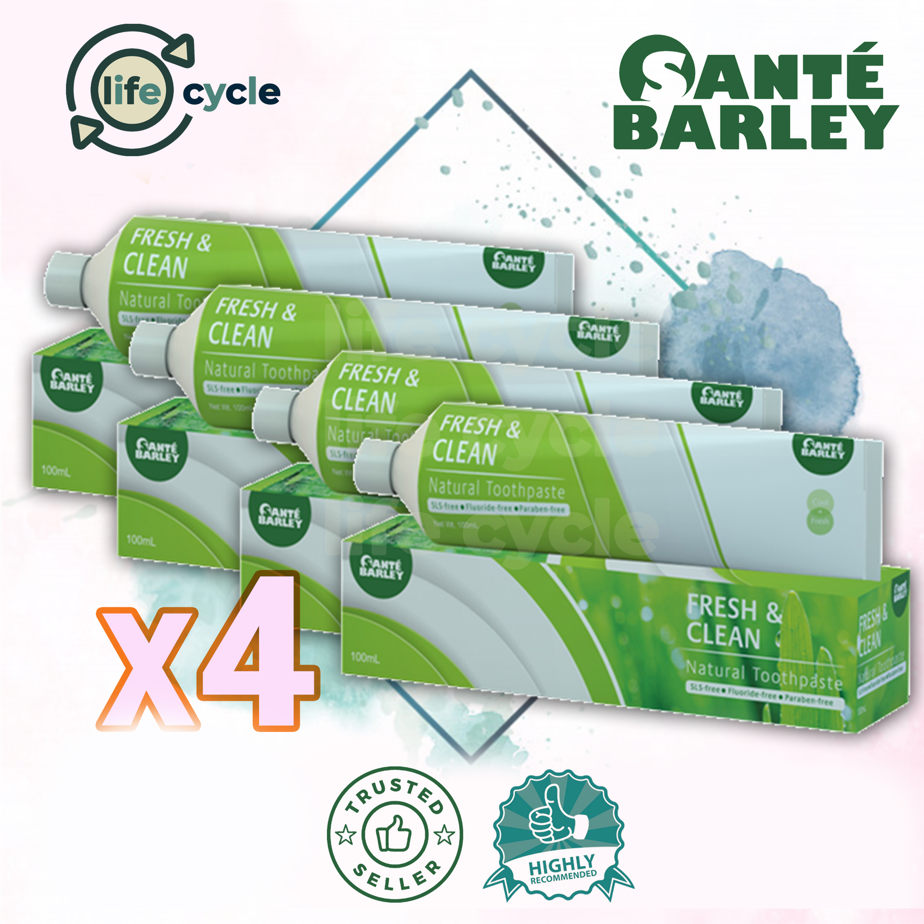 Sante Barley Fresh and Clean Natural Toothpaste 100mL (Set 4) | Lazada PH