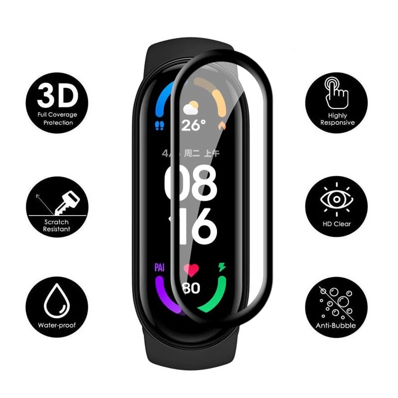 3D Protective Glass for Xiaomi Mi Band 7 ฟิล์ม Screen Protector for Xiaomi Mi Band 6 ฟิล์ม ...