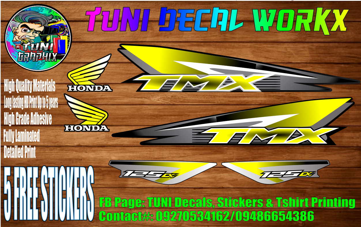 TMX 125 STOCK DECALS ( YELLOW ) w/ freebies | Lazada PH