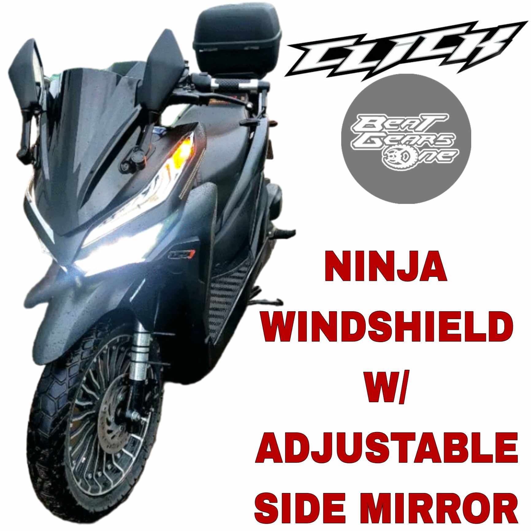 windshield ninja style visor for click version 3 with heavy duty ...