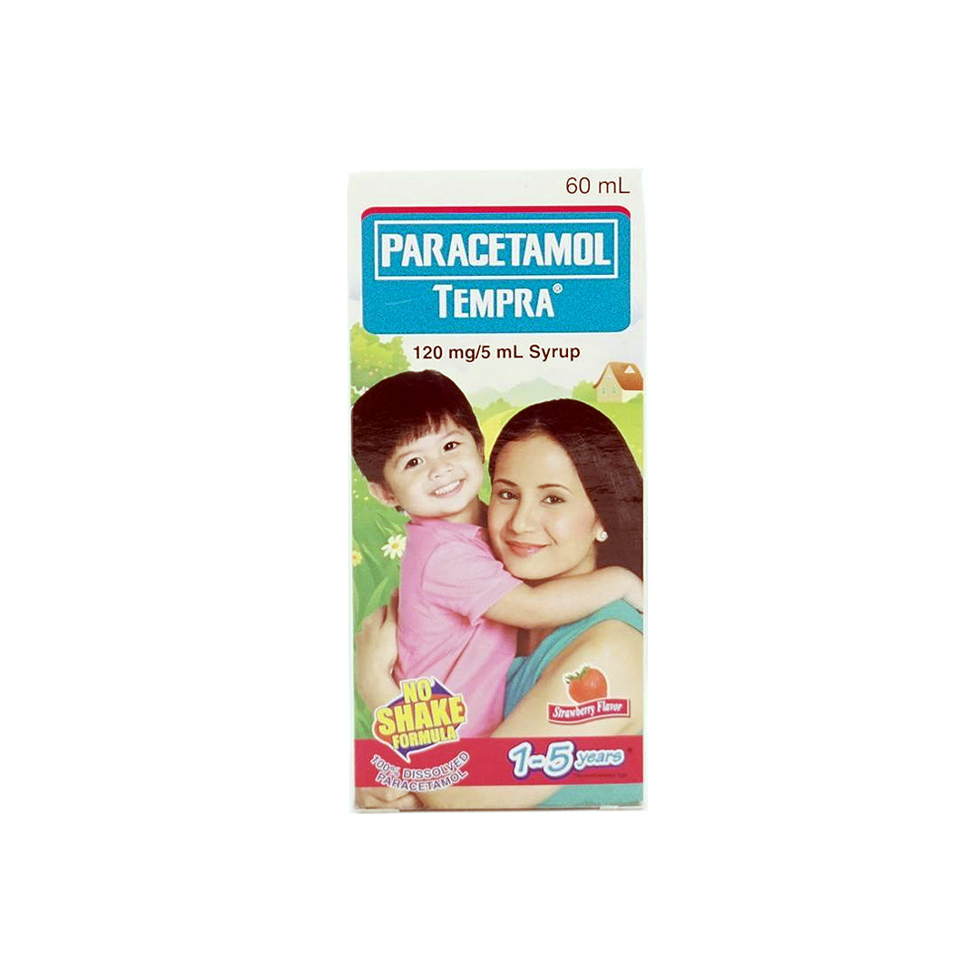 Tempra Paracetamol 120mg/5ml 60ml Syrup Strawberry Flavor (1-5 years ...