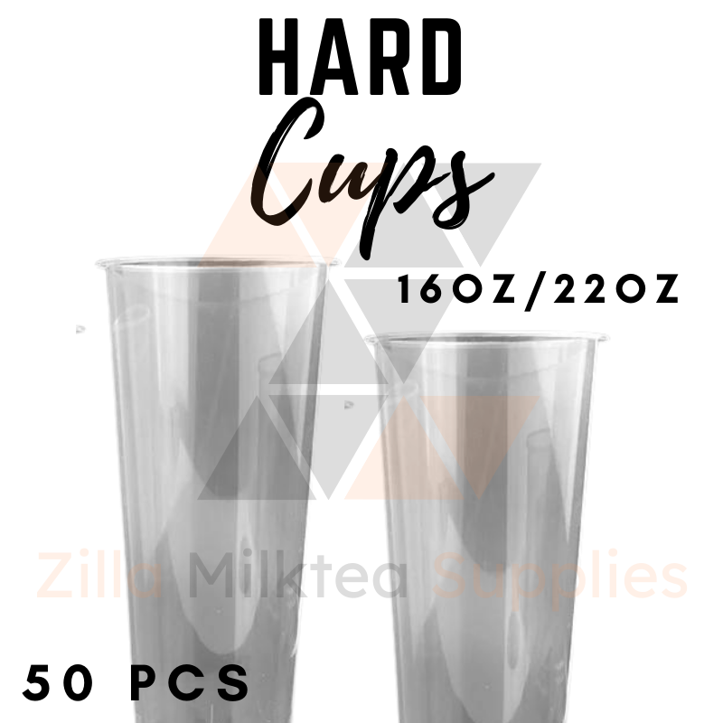 50 PCS Hard Cup Only Clear and Holiday Designs for MilkTea, Shakes and ...