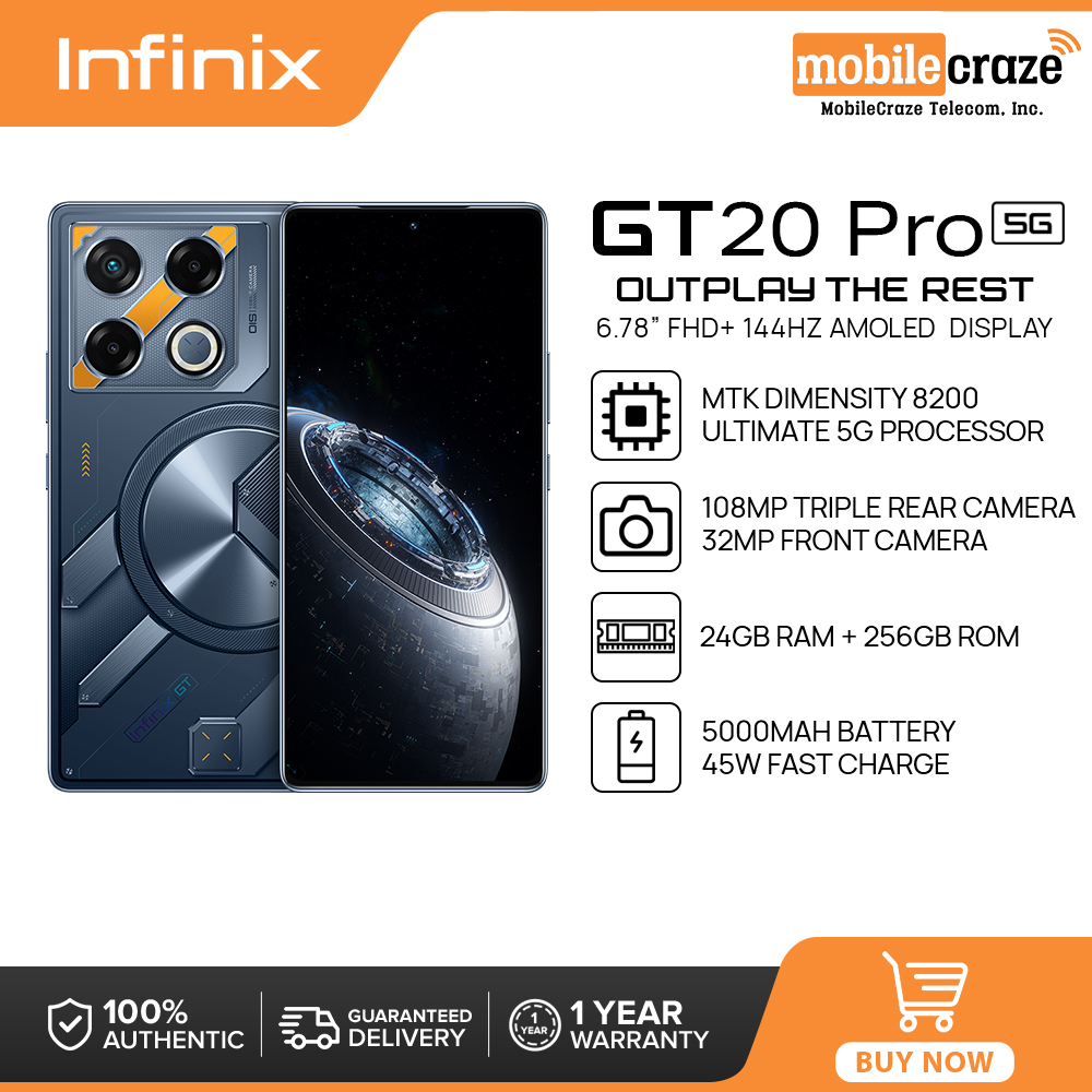 Infinix GT20 Pro 5G Smartphone | 24GB RAM + 256GB ROM | MediaTek Dimensity 8200 Ultimate 5G | 6. ...