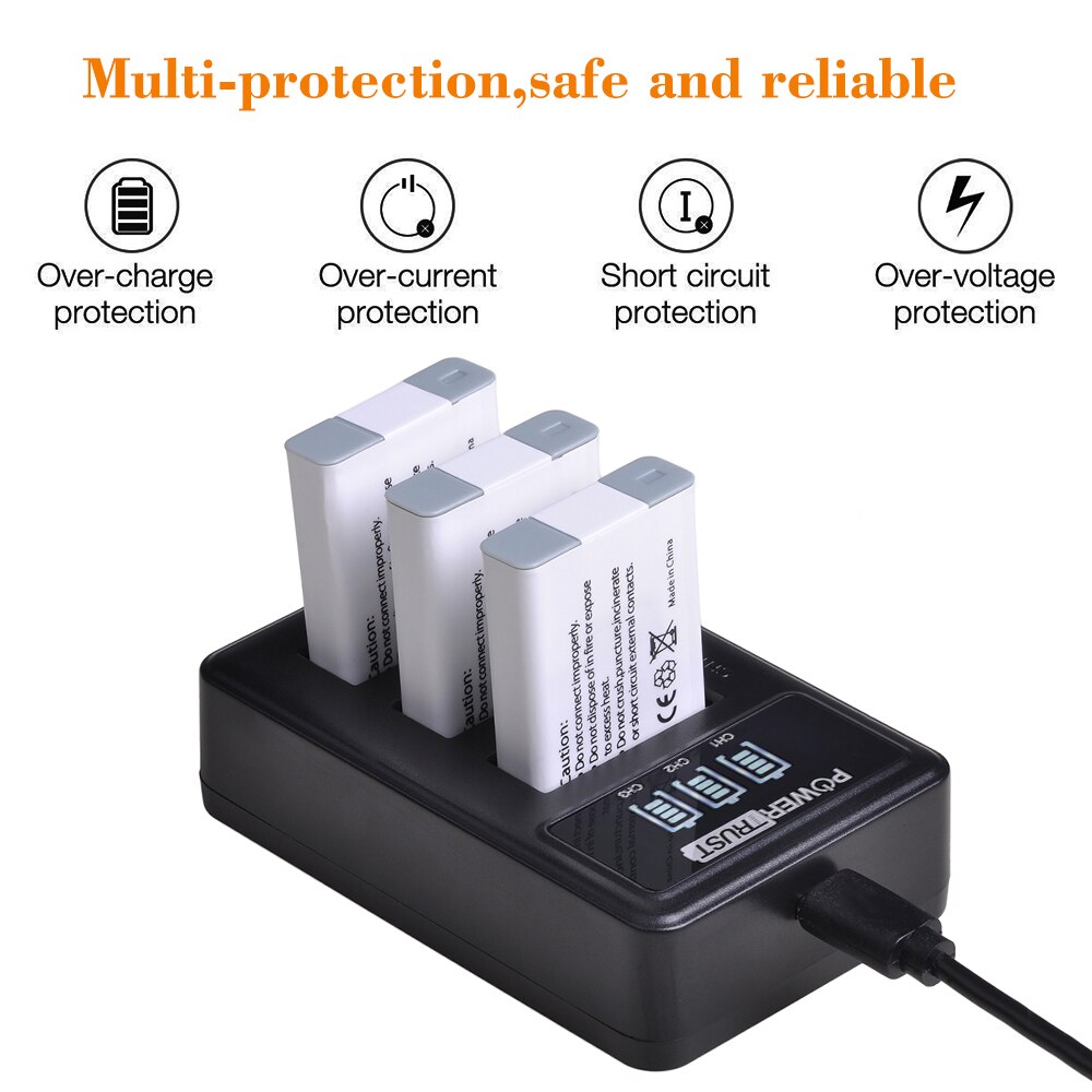 2Pcs NB-13L NB13L NB 13L Battery LED 3-Slots Charger For Canon Powershot G5X G7X G9X G7 X Mark ...