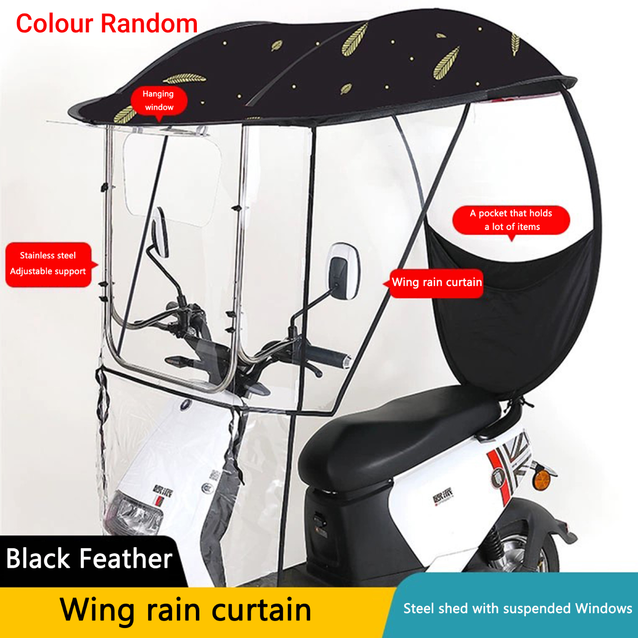 (Random Colour) E-Bike Motorcycle Canopy Foldable Waterproof Cover ...