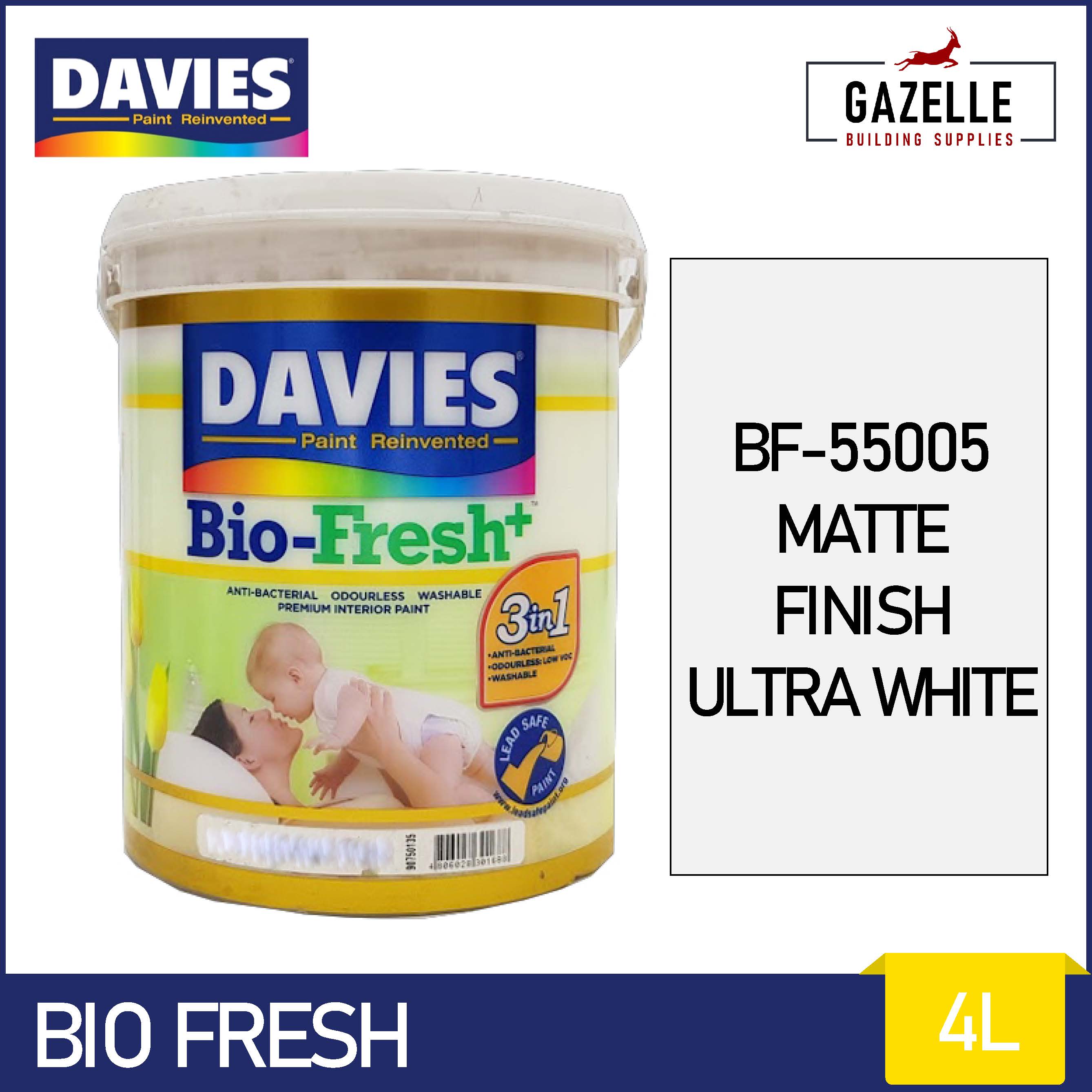 Davies Bio Fresh Anti-Bacterial , Odorless and Washable Paint Matte ...