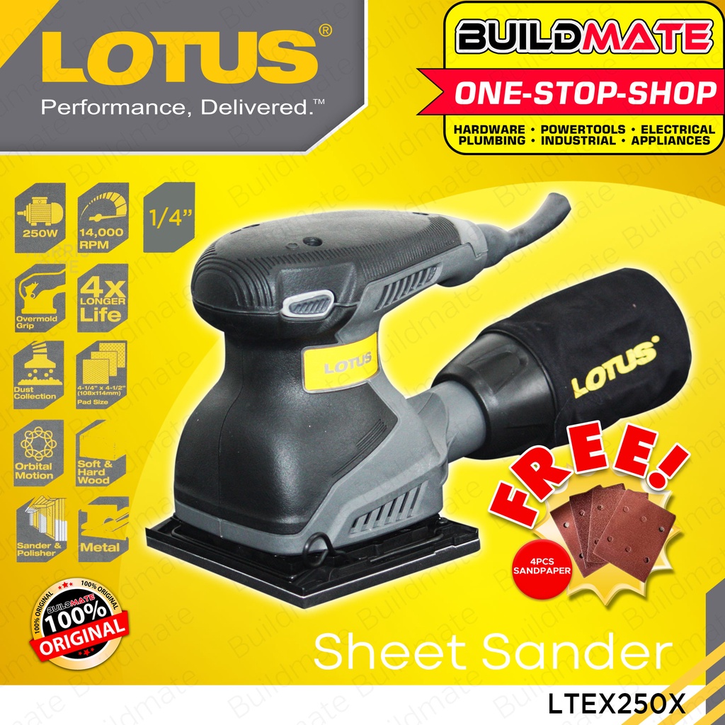 BUILDMATE Lotus Orbital Sheet Sander 250W | 280W Electric Sanding Wood ...