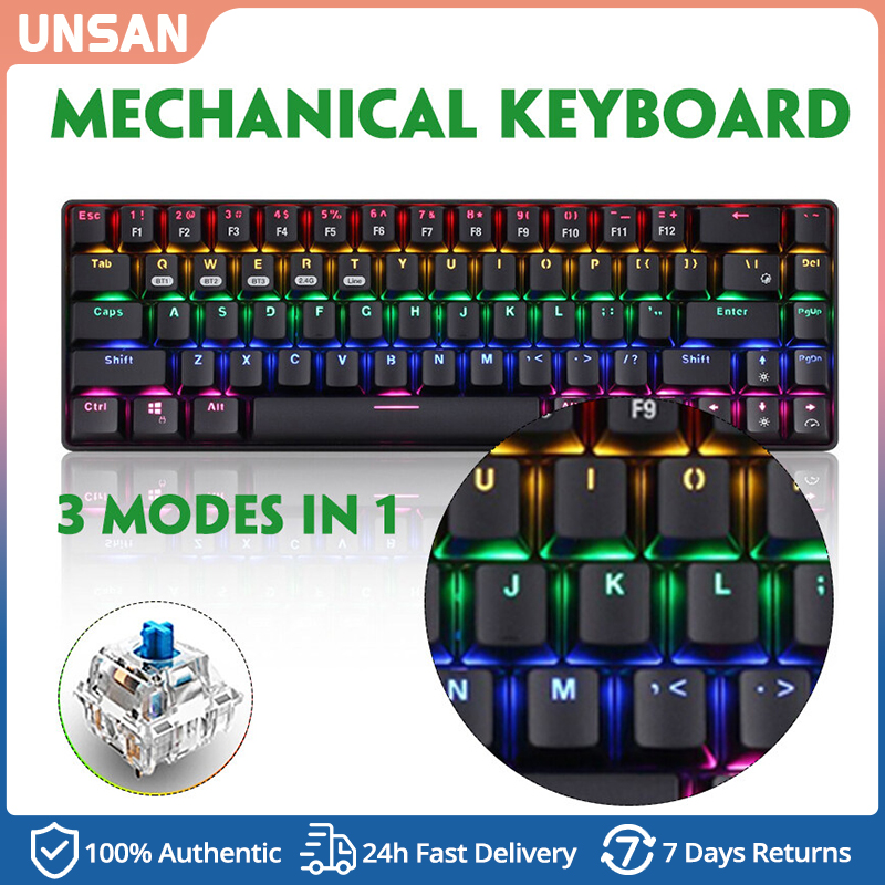 UNSAN Mechanical Keyboard，RGB 68 Keys Mechanical Keyboard 3 Modes ...