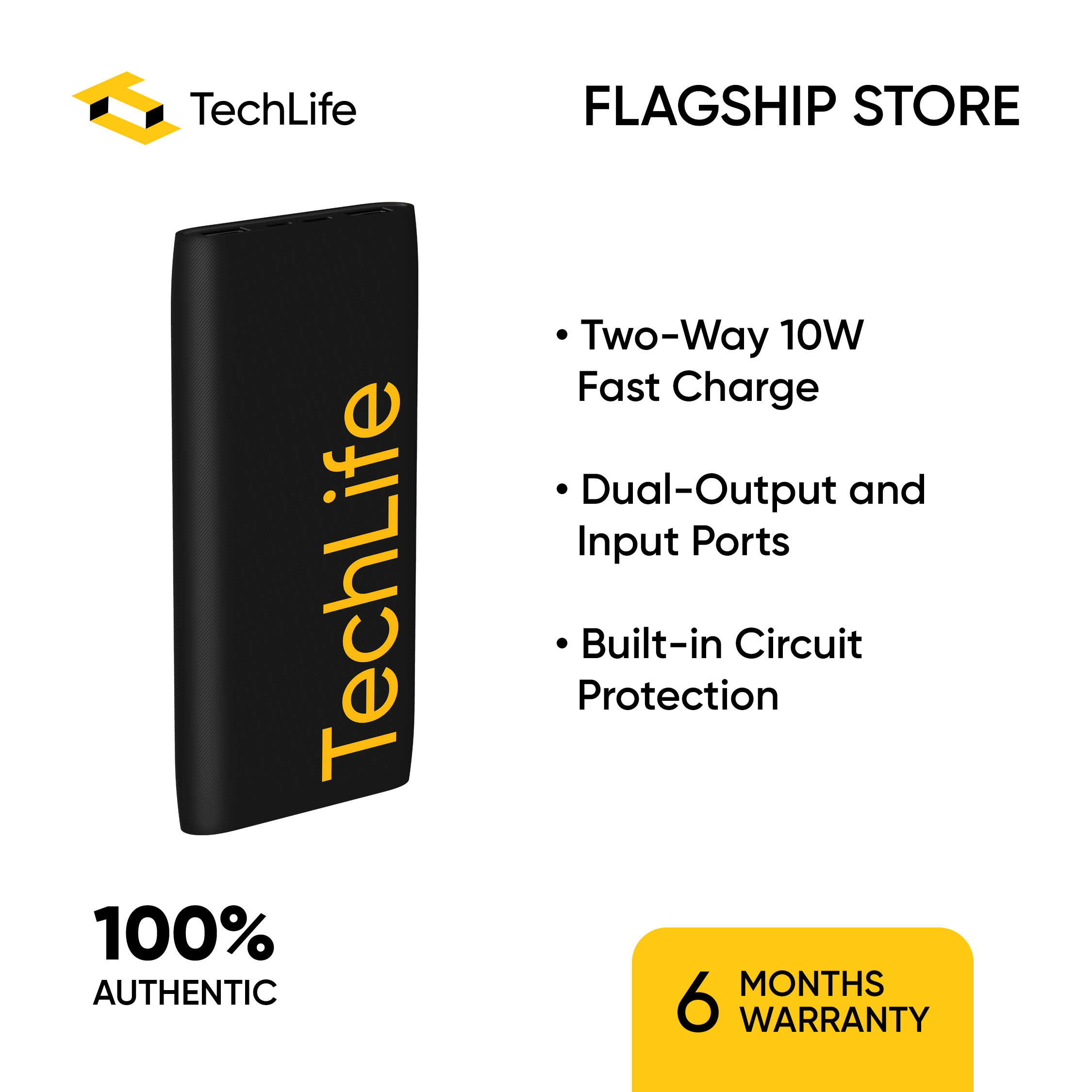TechLife Power Bank 10000mAh | Two-Way Fast Charging | Dual Output ...