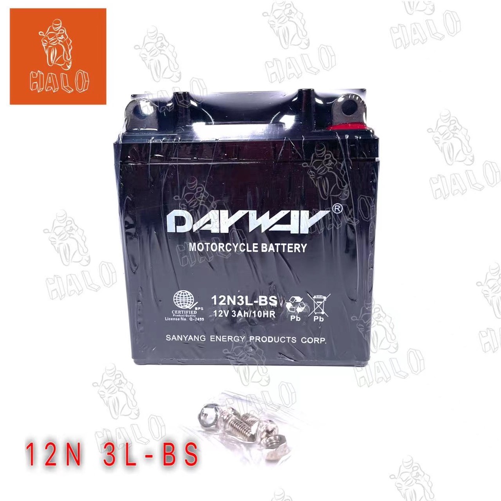 HALO MOTOR MOTORCYCLE BATTERY DAYWAY 3 SIZES 12N 3L-BS TO 5L-BS | Lazada PH