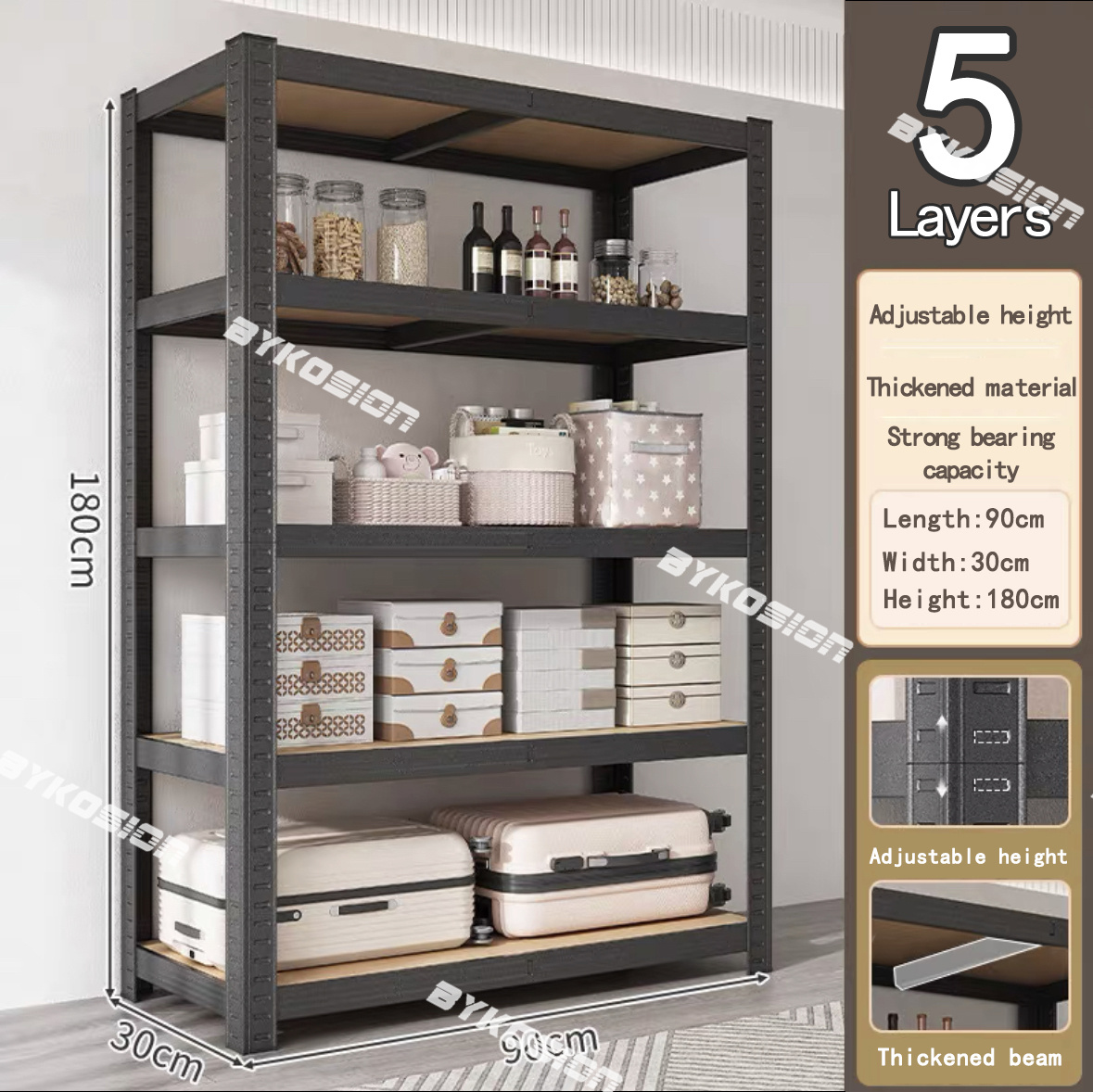 【Load 500KG】Adjustable Height Steel Rack Boltless Rack 5 Layer Heavy ...