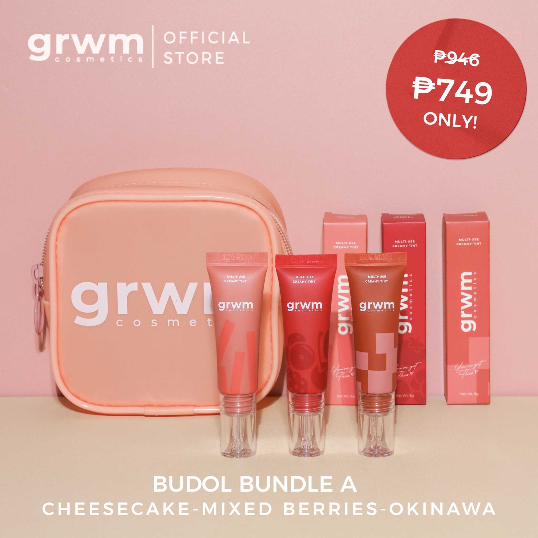 GRWM Cosmetics BUNDLE A [Cheesecake, Mixed Berries, Okinawa] Long ...