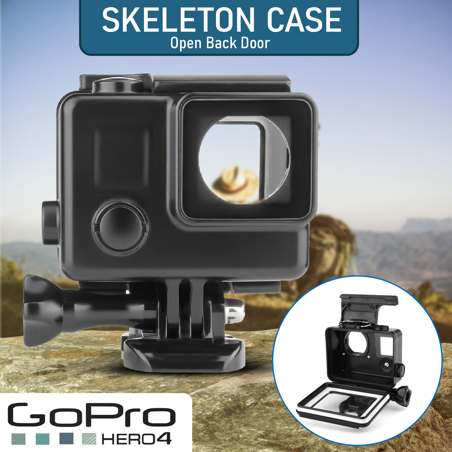 GoPro Hero 4 Skeleton Case Backdoor and Side Open Cage Protective ...