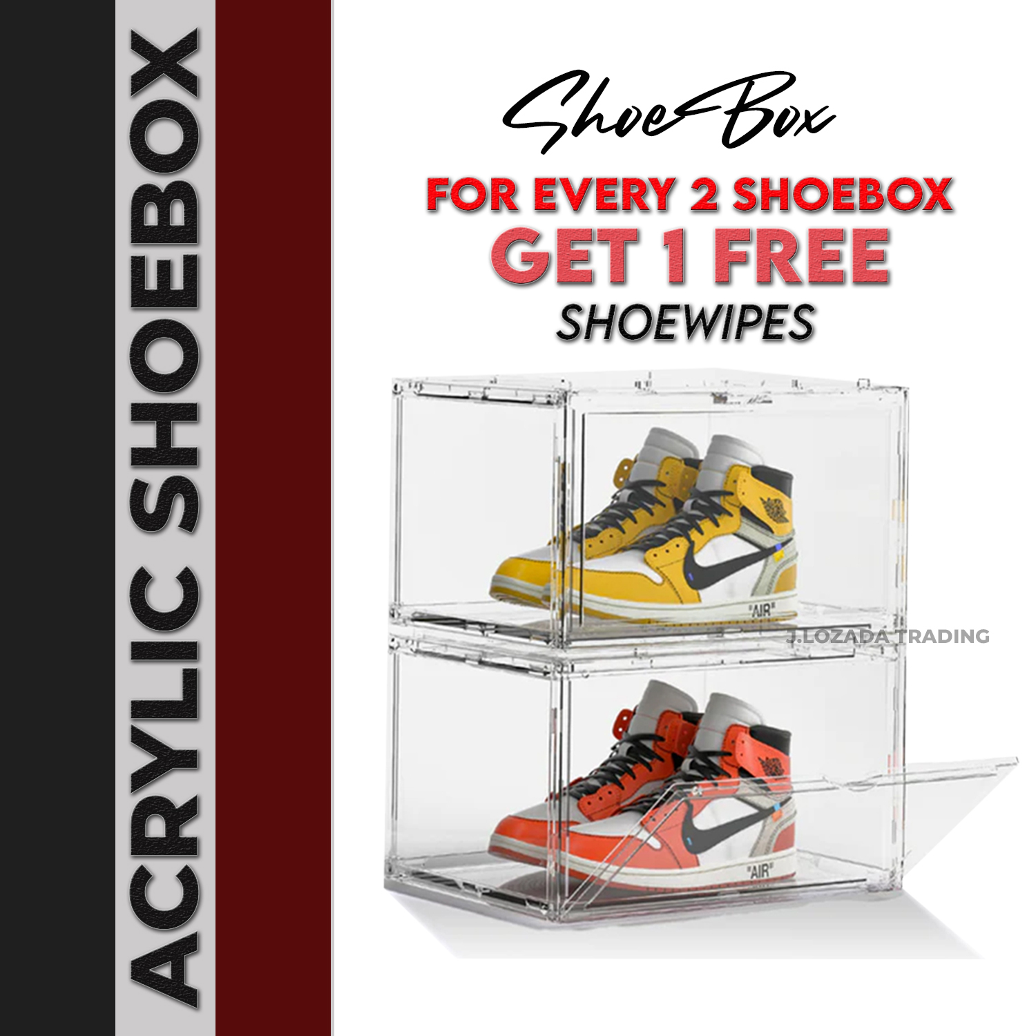 Acrylic Shoebox Side Open Shoe Box for Display Sneakers, Easy Assembly ...