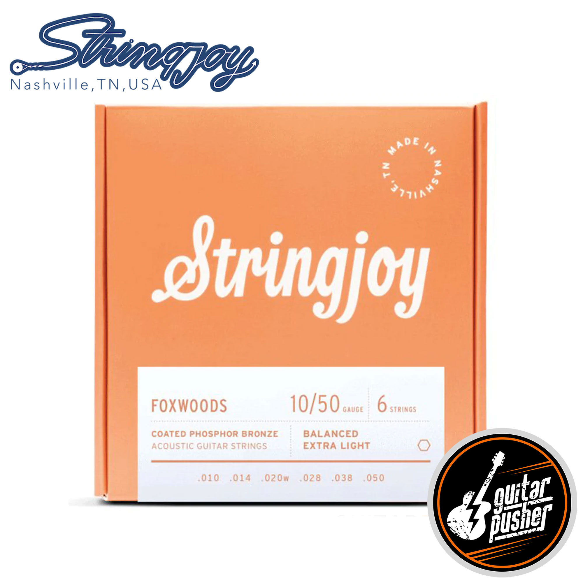 Stringjoy Acoustic Guitar String Set Balanced - Foxwoods Coated ...