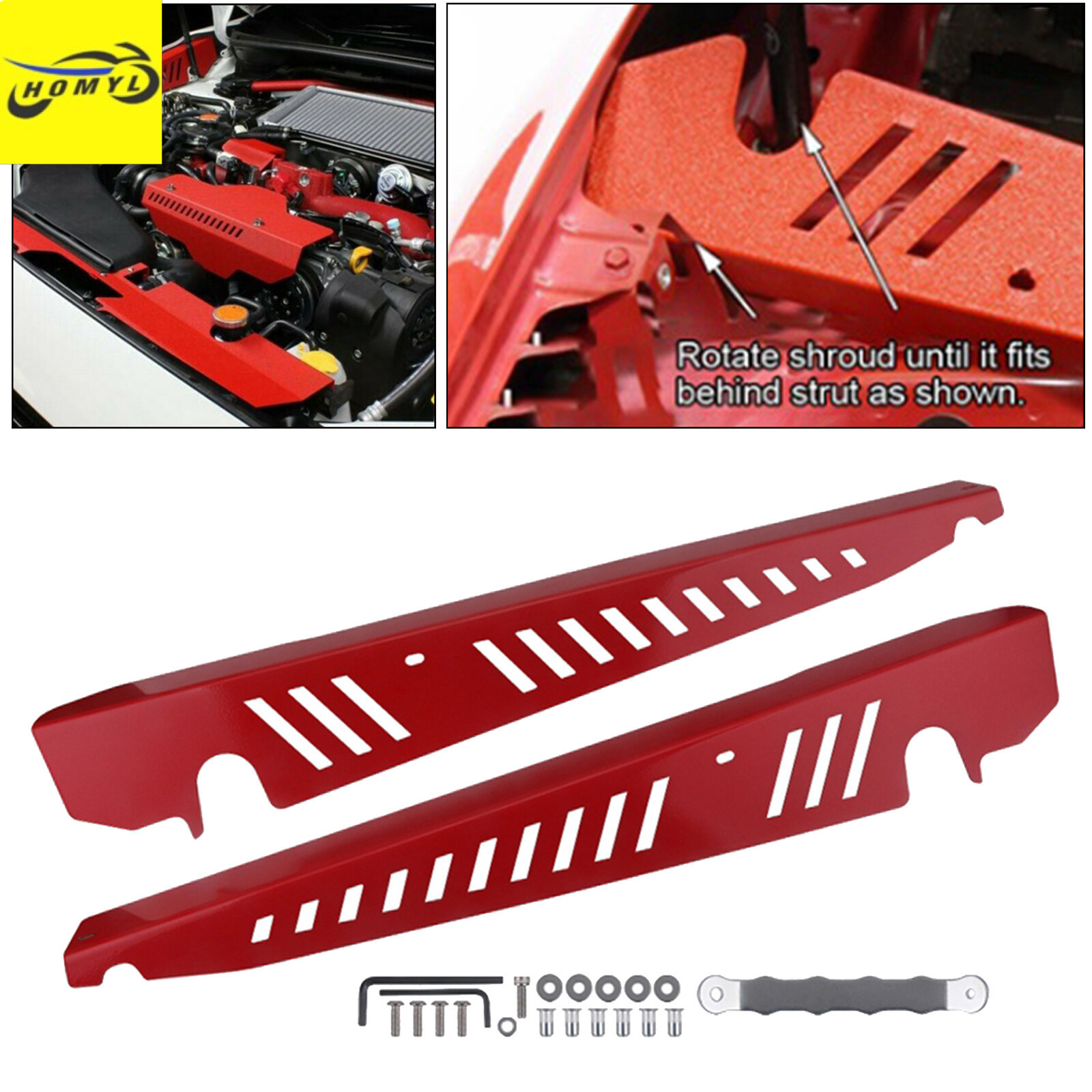 Homyl Fender Shrouds Panel Plate Engine Bay for Subaru WRX & STi 2015 ...