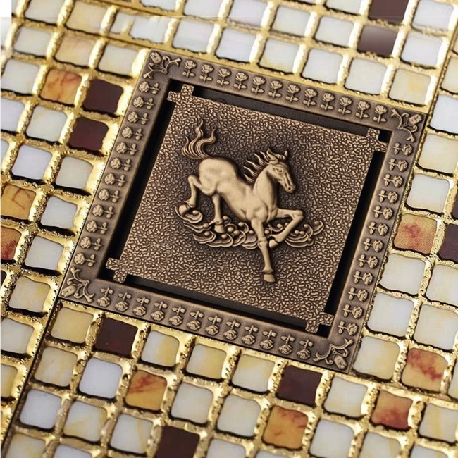 Antique floor drain European-style copper deep-water deodorant floor ...