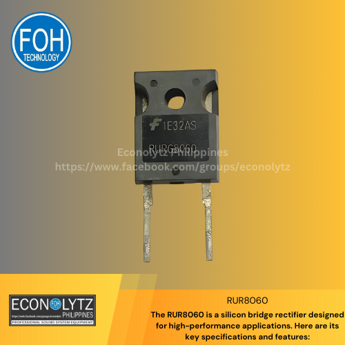 1 PC ORIGINAL RURG8060 600V 80A ULTRA FAST DIODE JEDEC STYLE 2 LEAD TO ...