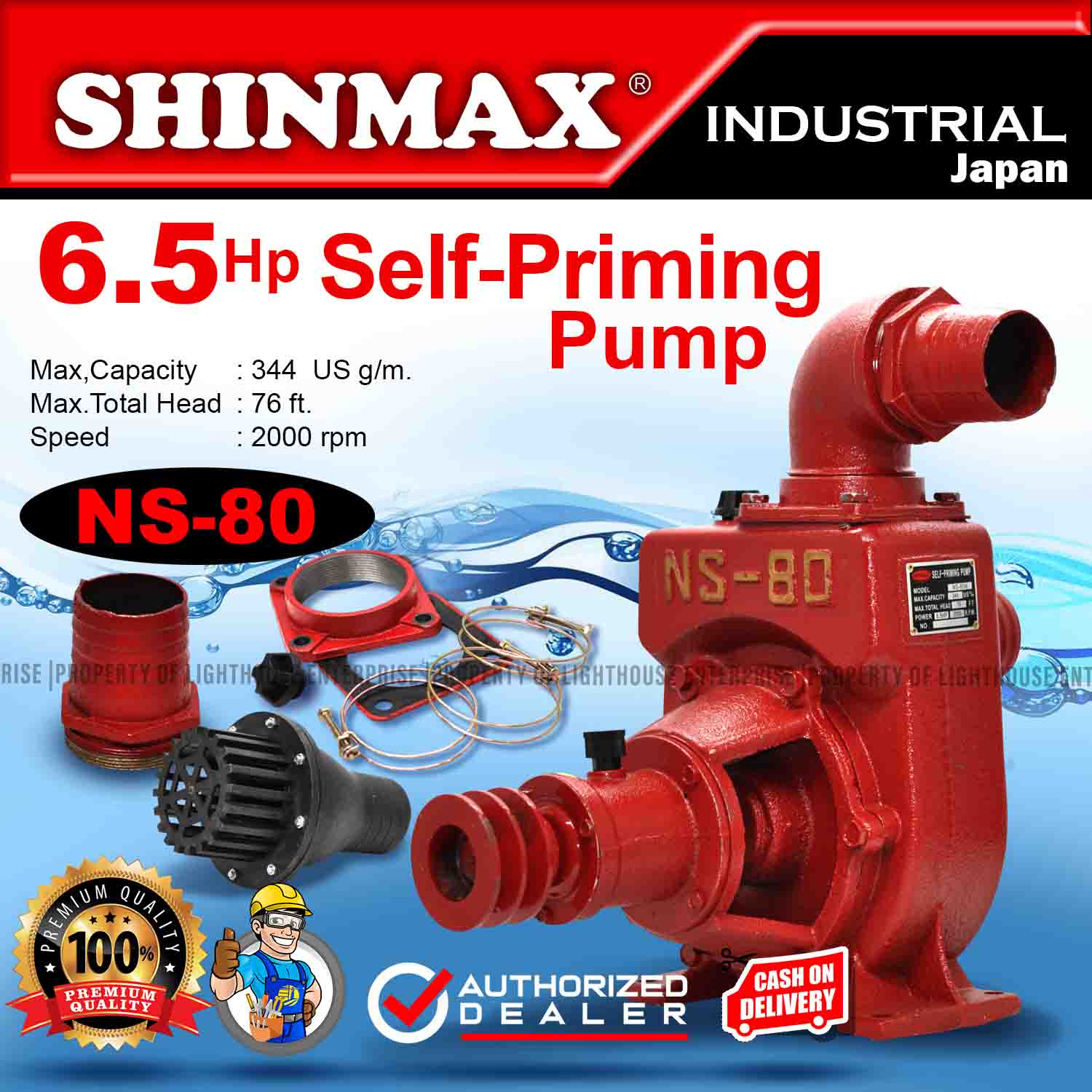 SHINMAX Japan 3" 6.5HP Self Priming Pump (NS-80) *LIGHTHOUSE ENTERPRISE ...