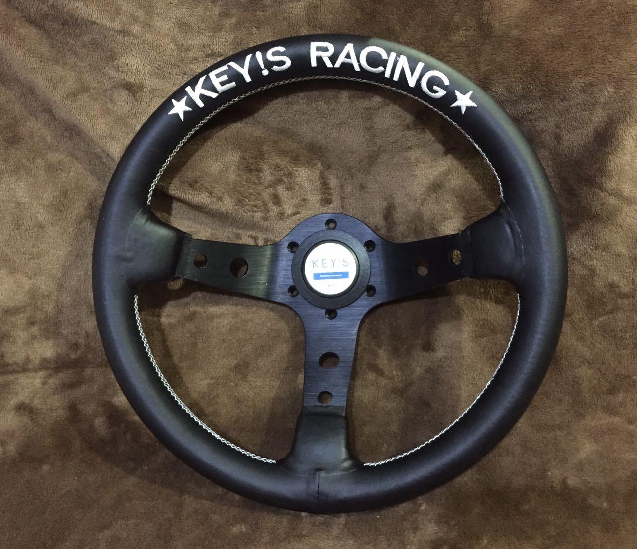 Steering Wheel Keys Racing Black with white Stitch 12.5" | Lazada PH