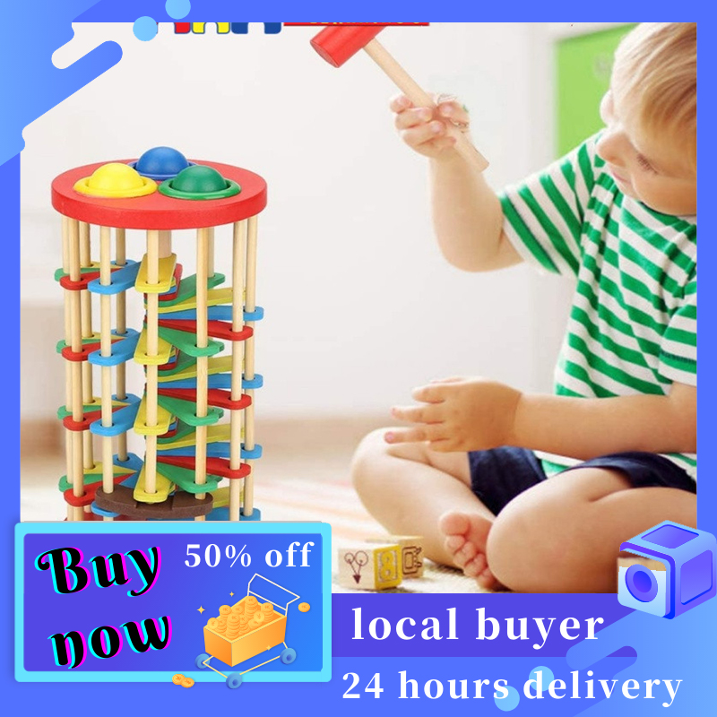 Wooden Toys Knocking Ball Ladder Educational Learning Fun Games ...