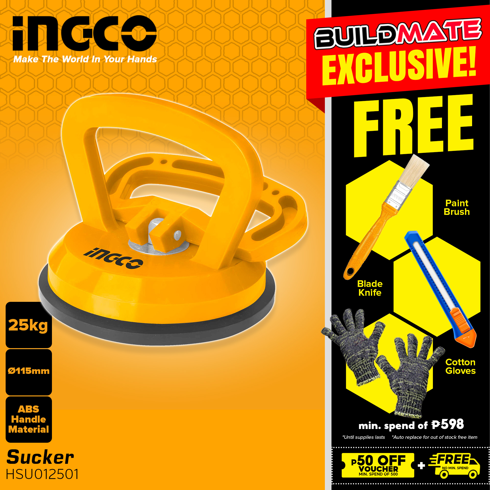 INGCO Sucker 25Kg 115mm HSU012501 IHT | Lazada PH