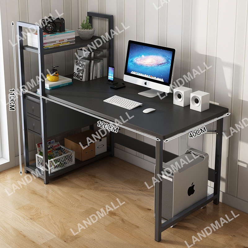 【On Hand】120CM Computer Table Study Table with Side BookShelf Home ...