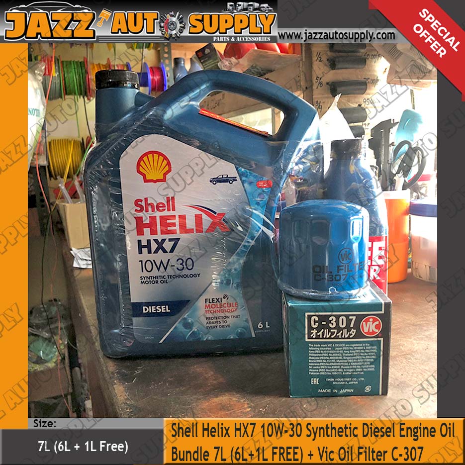Shell Helix HX7 Diesel 10W-30 Synthetic Engine Oil Bundle 7L (6L+1L ...