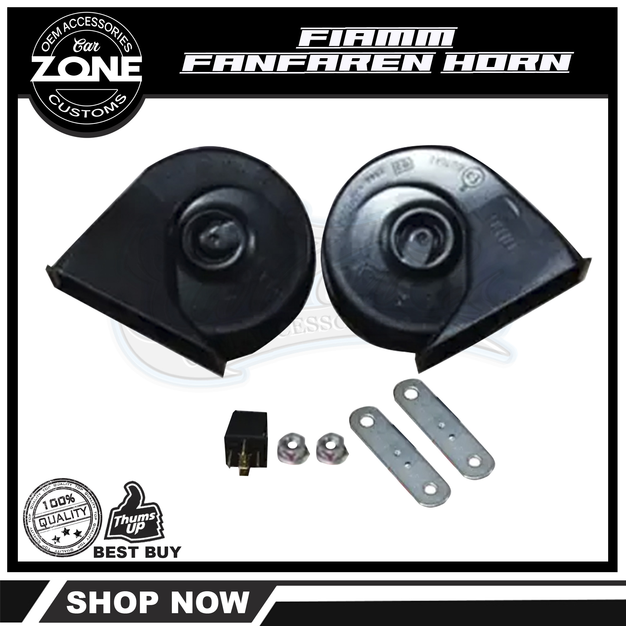 2pcs FIAMM Fanfaren Horn Italy Snail Type with Relay 12V | Lazada PH