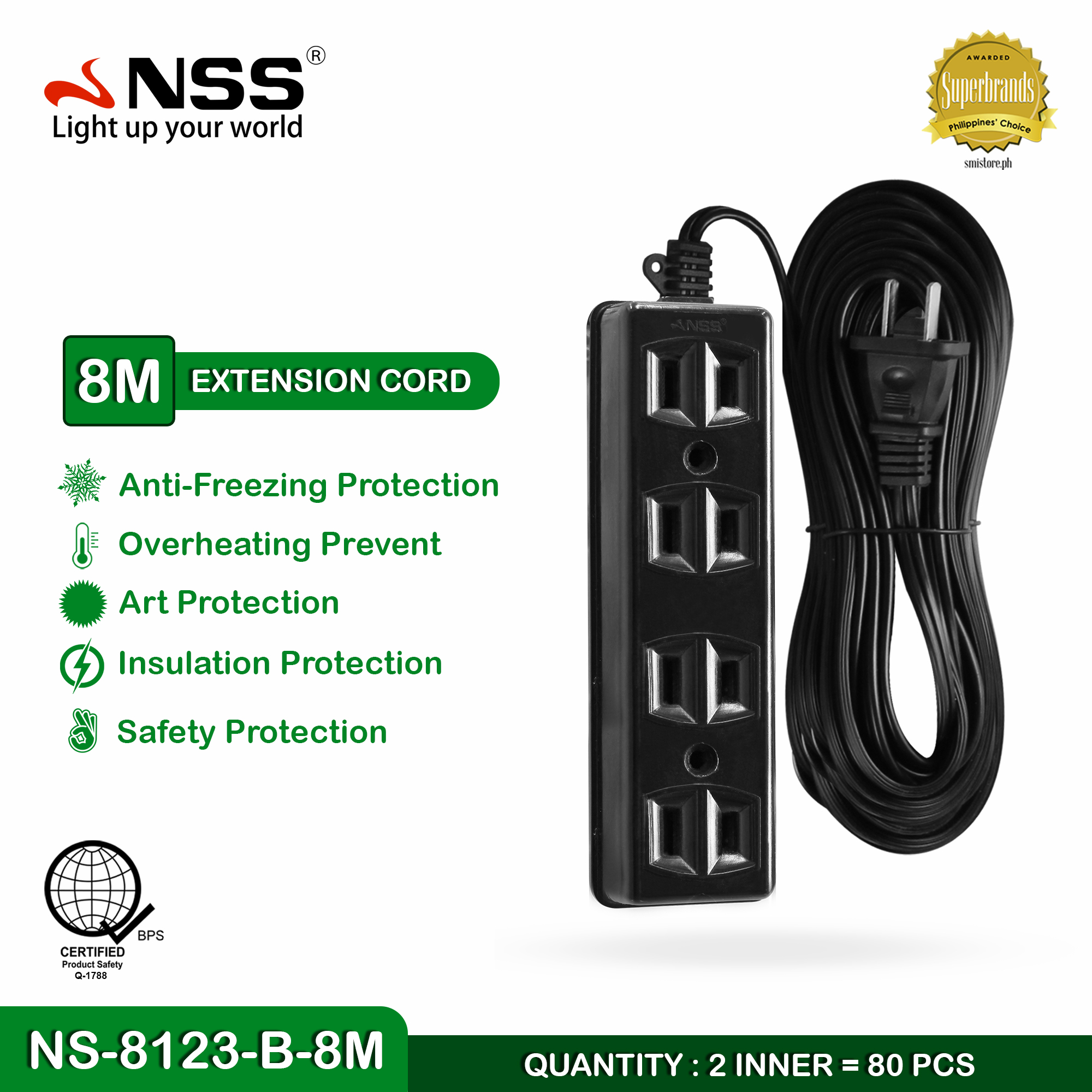 Nss extension cord extension cord socket power extension with 6 ...
