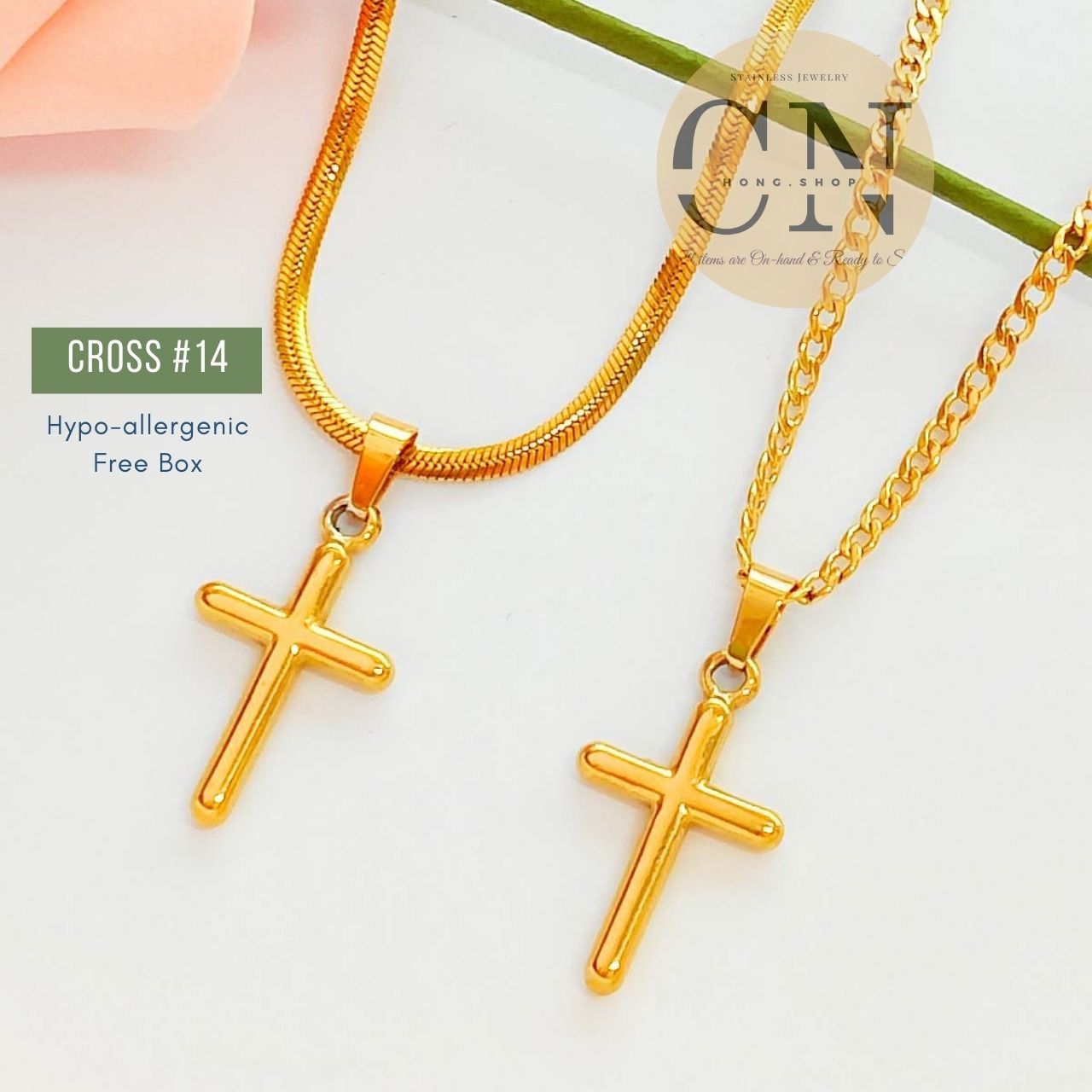 Cnhong.shop 18K Stainless Gold Cross Necklace Hypo-allergenic Non ...