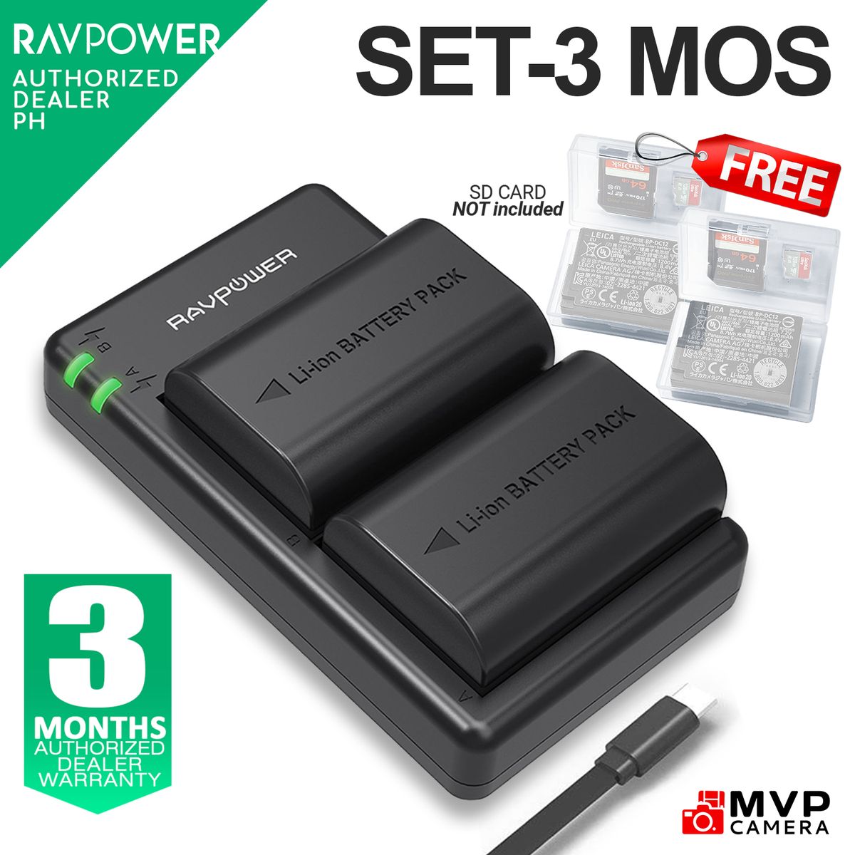 RAVPOWER LP-E6 LPE6 LP-E6N LPE6N Battery Charger Canon EOS 5DMKII 5DS 5DSR 7D 80D 70D 60D 60Da ...