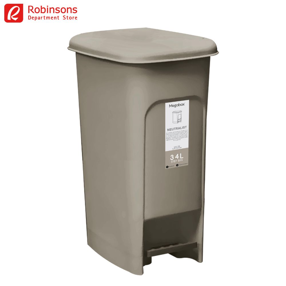 Megabox 34L Neutralist Slim Step Trash Bin (Gray)) | Lazada PH