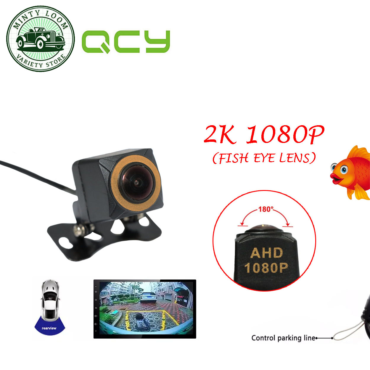 1080P Night Vision Golden Lens Vehicle Reverse Backup Rear View AHD ...