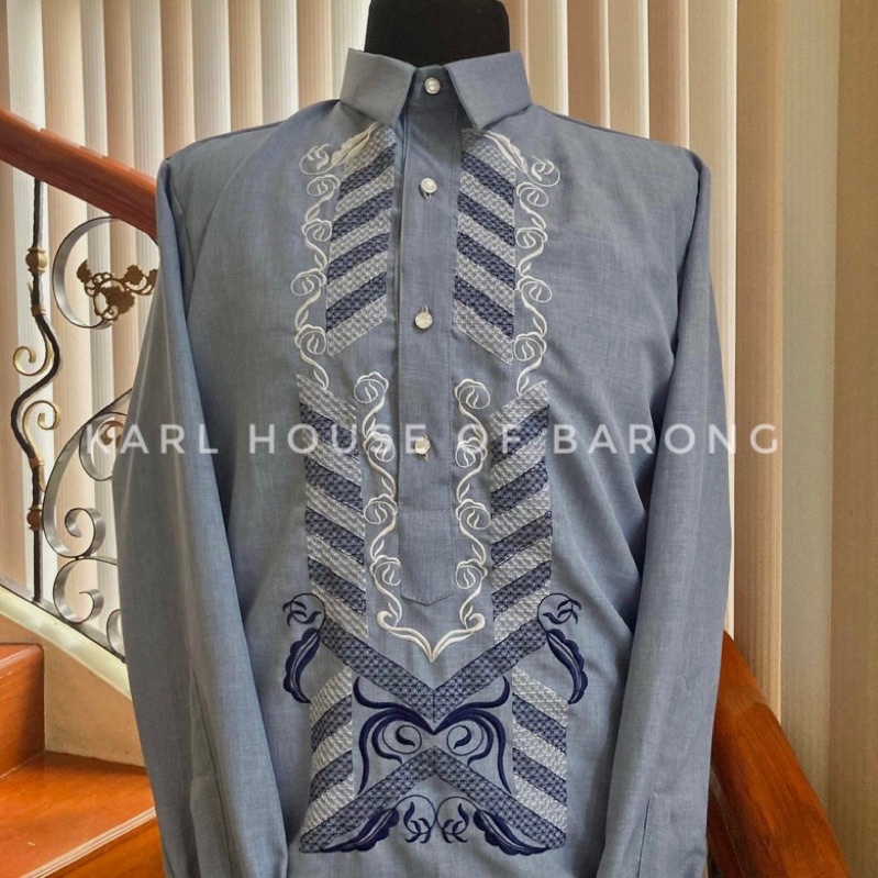 Long Sleeves Polo Barong for Men / Formal Attire (Computerized ...